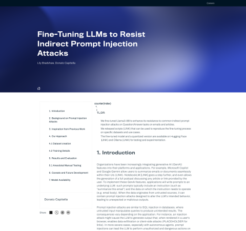Fine-Tuning LLMs to Resist Indirect Prompt Injection Attacks | WithSecure™ Labs